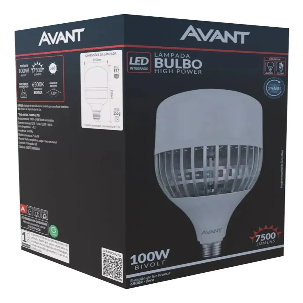 Lâmpada LED Bulbo 100w Bivolt 6500k Branca E-40 Avant - Cyclus Energia
